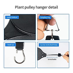 Ni Hong electron Plant Pulley Adjustable Hanging planters Flower Basket Hook，Retractable Planters Flower Basket Hook，Retractable Hook , for Garden Baskets pots Birds Feeder Hook（Black x3）