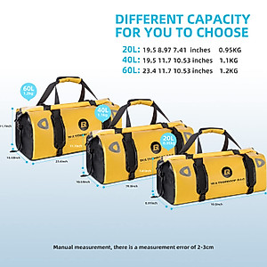 ROCKBROS Waterproof Duffel Bag 60L Motorcycle Travel Dry Duffel Bag for Motorcycling Boating Kayaking Camping Fishing Outdoor Adventure for Men Women