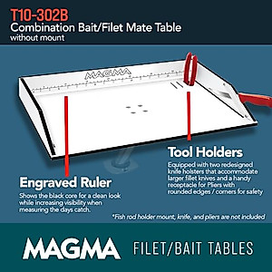 MAGMA Products Bait/Filet Mate Table, White/Black/White, 20" (T10-302B)