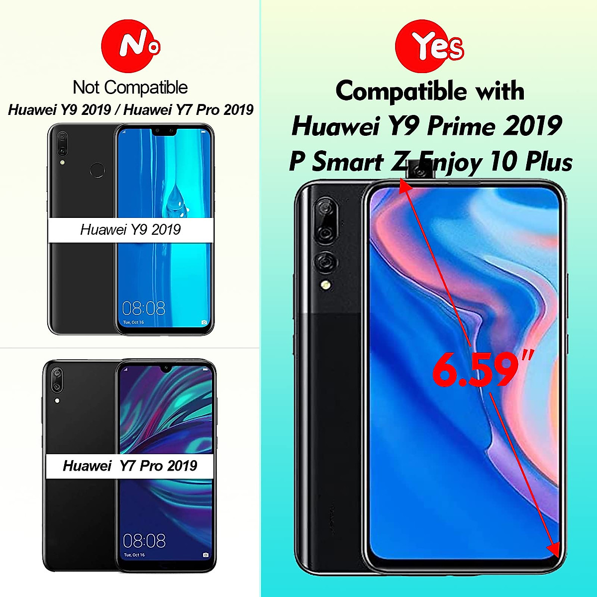 YHX-US Screen Replacement for Huawei Y9 Prime 2019 P Smart Z STK-L21 STK-L22 STK-LX3 LCD Display Touch Screen Digitizer Assembly with Tools (Black+Frame)