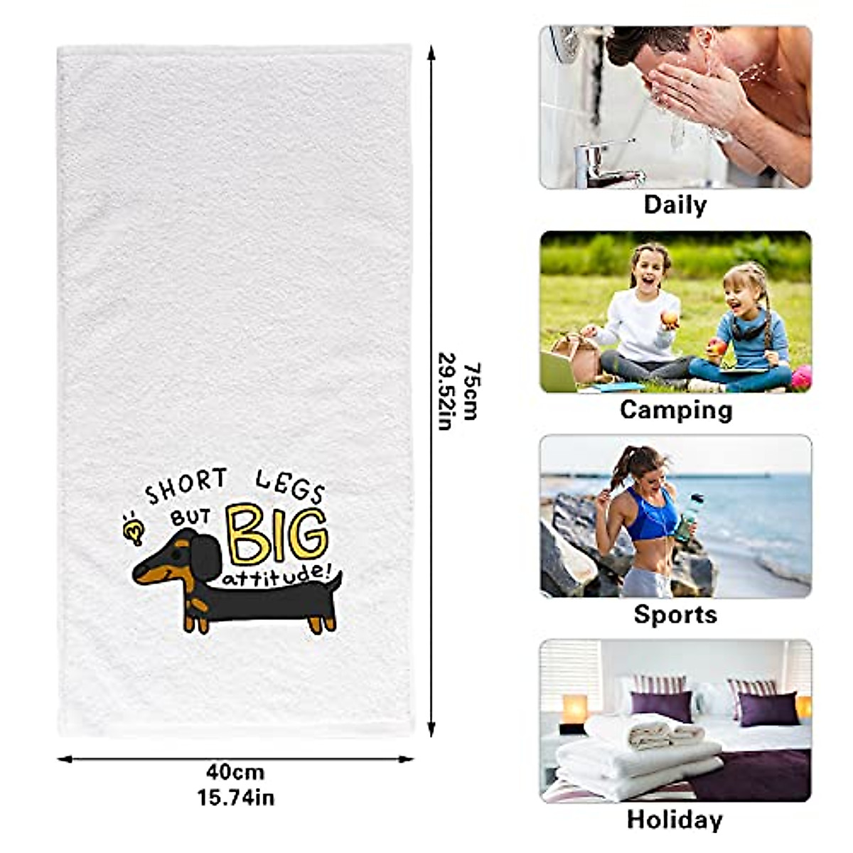 ALAZA Funny Dachshund Dog with Quote Towels 100% Cotton Hand Towel for Bathroom 16 x 30 inch, Absorbent Soft & Skin-Friendly, 1 Piece