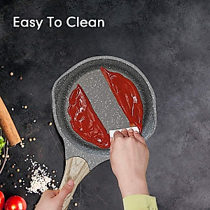 JEETEE Pots and Pans Set Nonstick, Granite Cookware Set, 8.5 Inch Frying Pan, 10 Inch Frying Pan and 2.0 Quart Saucepan with Lid (PFOA/PFOS Free), 4pcs Cooking Set (Induction, Gas, Ceramic, Electric)