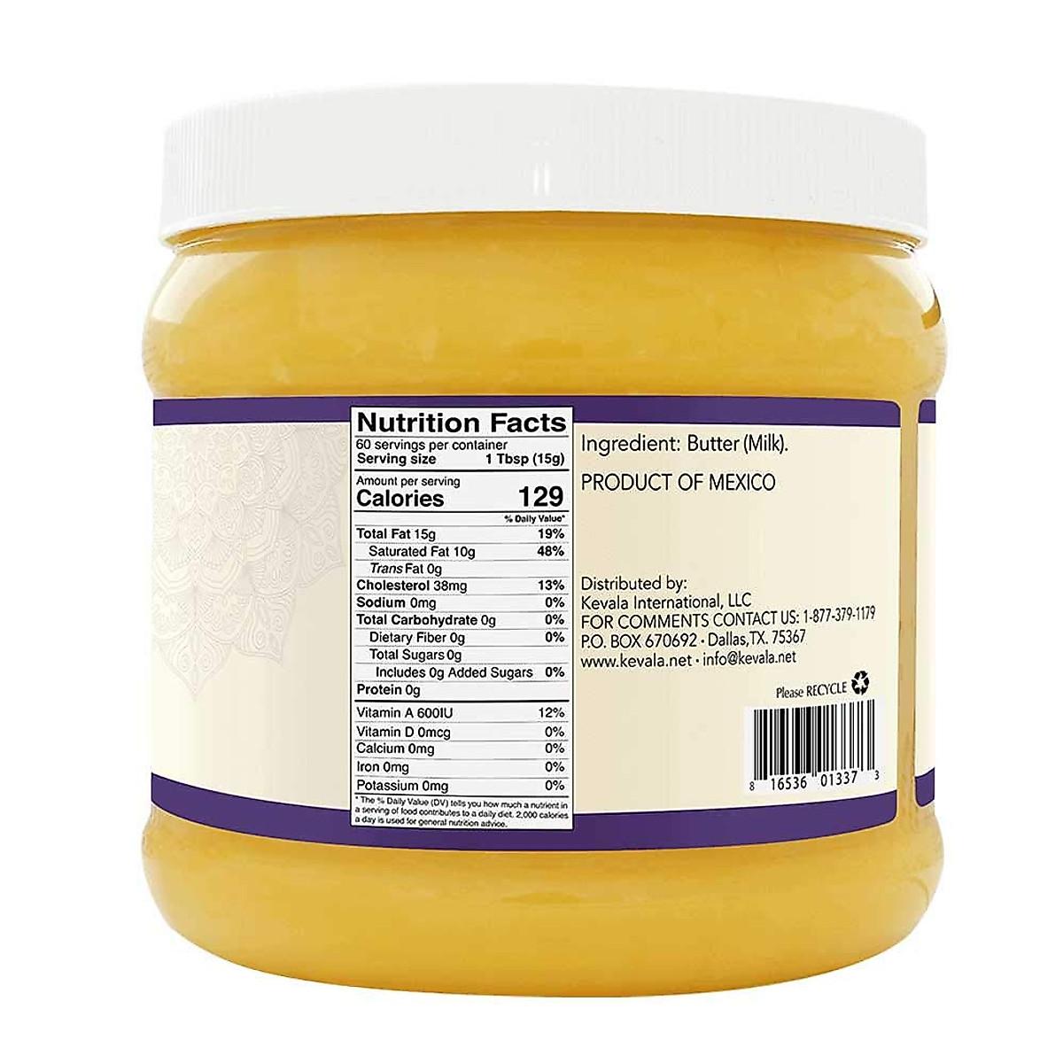 Kevala Ghee - Clarified Butter 2 LB (32 oz)