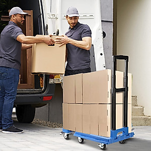 Nefish Hand Truck Foldable with 6 Wheels, Push Cart Dolly for Moving Heavy Duty 330 Lbs Capacity, Upgraded Connectable Design, Portable Folding Luggage Cart Lightweight & Compact /2 Bungee Cords