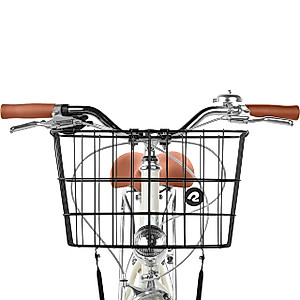 Retrospec Apollo X Steel Large Front Bike Basket - Fixed Struts, Weather-Resistant Steel, Reinforced Handlebar Clamps, and Adjustable Legs