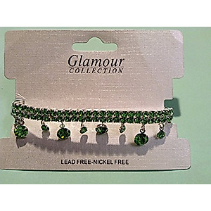 2 Silver plated clear, sapphire & clear,green stones dangling bracelet each $12
