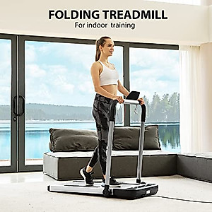 VIVOHOME 2 in 1 Under Desk Electric Folding Treadmill 2.25HP with APP, Watch Remote Control, LED Display and 12 Preset Programs Portable Workout Running Jogging Walking Machine for Home Office