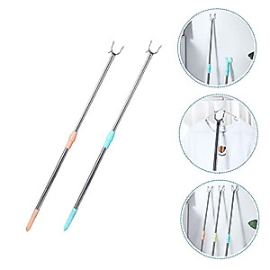 GANAZONO 6 Pcs Clothes Pole Retractil De Stainless Steel Retractable Clothesline Boot Stand Outdoor Clothes Hook Pole Closet Stick for Hanging Clothes Telescoping Reach Stick