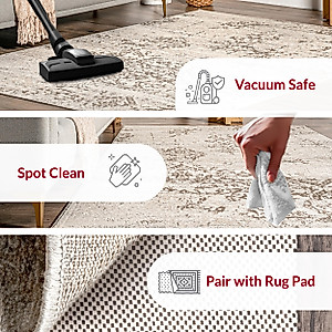 nuLOOM Freja Floral & Paisley 2x12 Runner Rug for Living Room Bedroom Dining Room Entryway Hallway Kitchen, Beige/Ivory