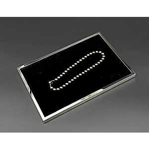 Bam & Boo - Black Velvet Jewelry Tray and Pad with Polished Metal Trim(11.75" x 8" x 0.6")