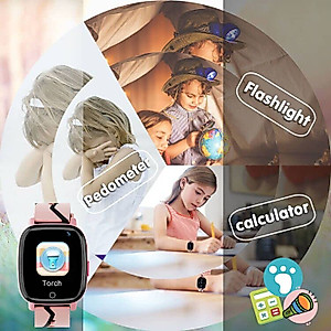 Kids Smart Watch Girls Boys - Smart Watch for Kids Watches for Ages 4-12 Years with 14 Puzzle Games Music Video Alarm Calculator Flashlight Children Learning Toys Birthday Gifts Toddler Watch (Pink)