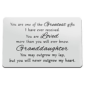 To My Granddaughter Gifts from Grandma Grandpa Gift Cards for Granddaughter Great Granddaughter Birthday Card, Laser Engraved Stainless Steel Wallet Card Love Note Insert Card Gift for Granddaughter