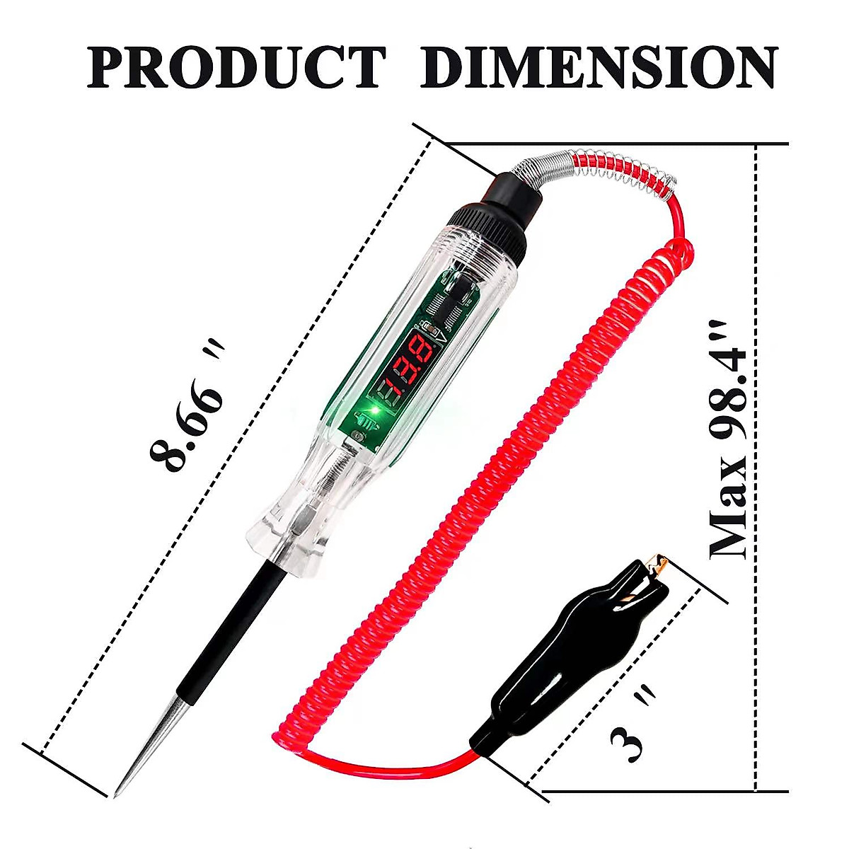 AWBLIN Automotive Test Light Digital LED Circuit Tester, DC 2.6V-32V Auto Electric Tester Light Tool with Voltmeter and Probe for Checking Vehicle Car Truck Motorcycle Boat Fuses and Battery Voltage