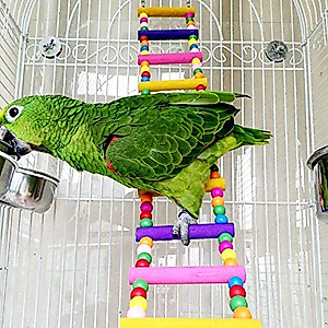 SONYANG Wood Climbing Ladder Toy for Bird Parrot Budgie Parakeet Cockatiel Macaw African Grey Cockatoo Cage Perch
