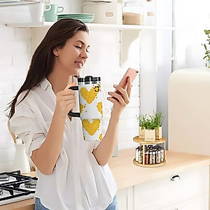 pnyoin Honey Bee Yellow Insulated Tumblers With Handle And Straw 30 oz Stainless Steel Tumbler Cups With Lid Leakproof BPA-Free Water Bottle,Cup Holder Compatible for Travel