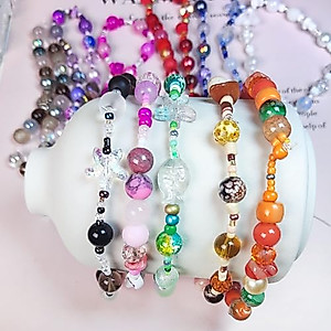 750 Pcs Glass Beads for Bracelets with 200 Acrylic Letters,Mixed Craft Beads Jewelry Making Kit, Glass Beads Bracelet Making Kit, 8mm Round Cystal Beads with Seed Beads for DIY Working