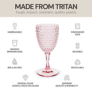 BELLAFORTE - Shatterproof Tritan Plastic Wine Glass, 12oz, set of 4, Laguna Beach Drinking Glasses - Unbreakable Glassware for Indoor and Outdoor Use - Reusable Drinkware (Pink)