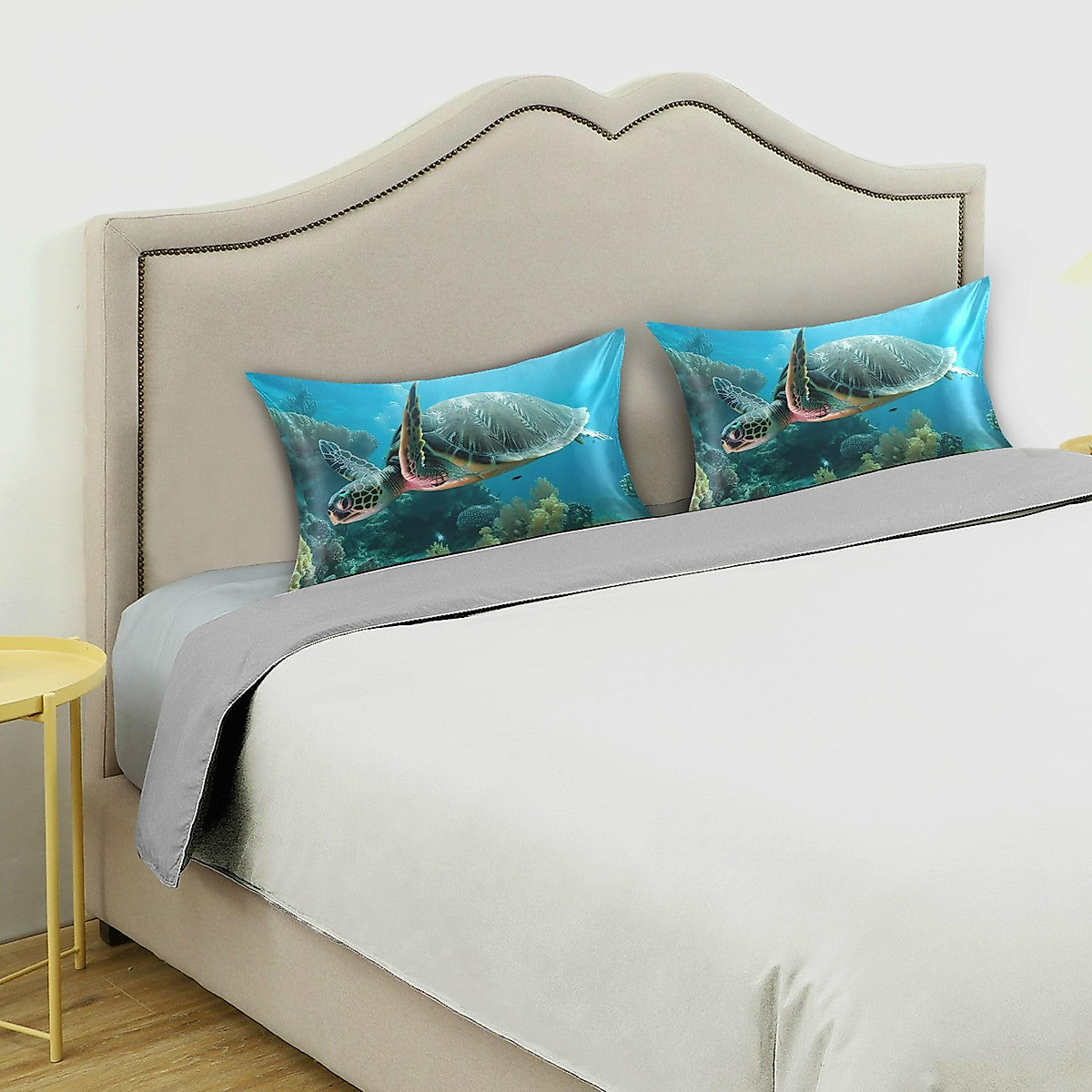 KEEPREAL Sea Turtle Satin Pillowcase for Hair and Skin Silk Pillowcase - Satin Pillow Covers with Envelope Closure, Queen Size(20x30 inches)