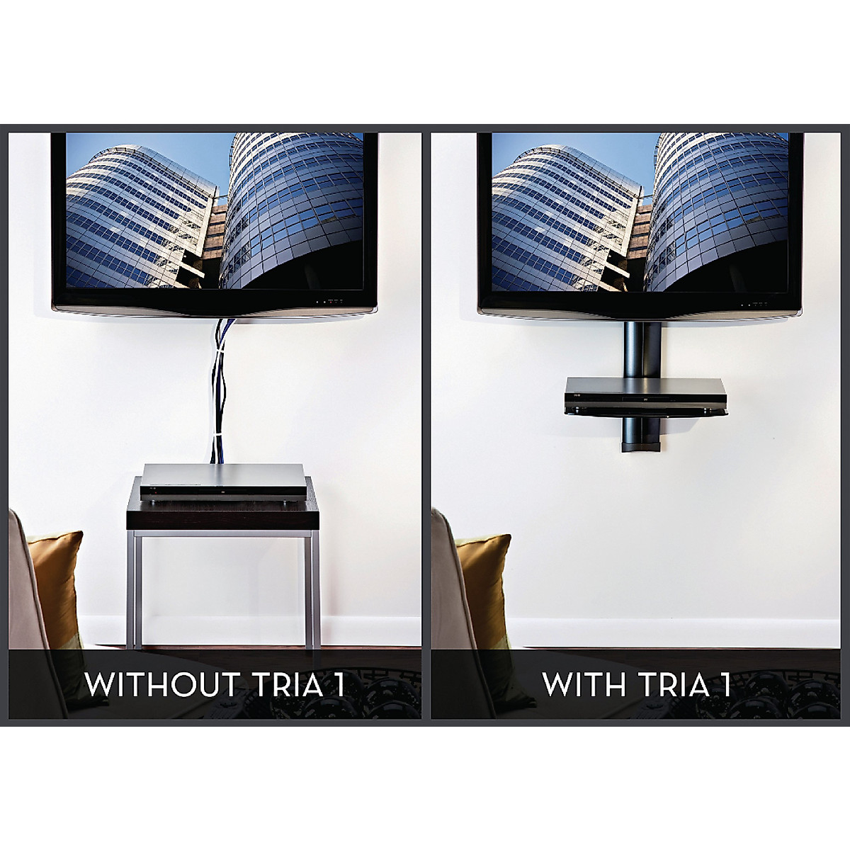 Omnimount Tria 1 B 1-Shelf Wall Furniture - Black/Dark Glass