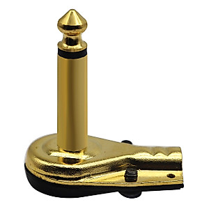 zdyCGTime DIY 6.35MM 1/4" Mono Male 90 Degree Right Angle Pancake Style Plugs Connectors for Speaker,Patch Cable,Snakes Golden Plated TS Male Mono 1/4 Inch Phono 6.35mm Phone Microphone Plug(4 pack)
