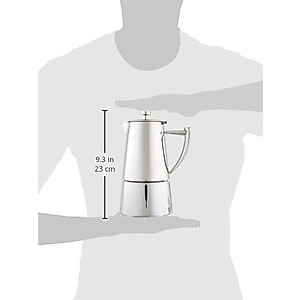 CUISINOX Stainless Steel 6-Cup Moka Pot Espresso Coffee Maker and 6 Roma Espresso Cups, 7-Piece Set