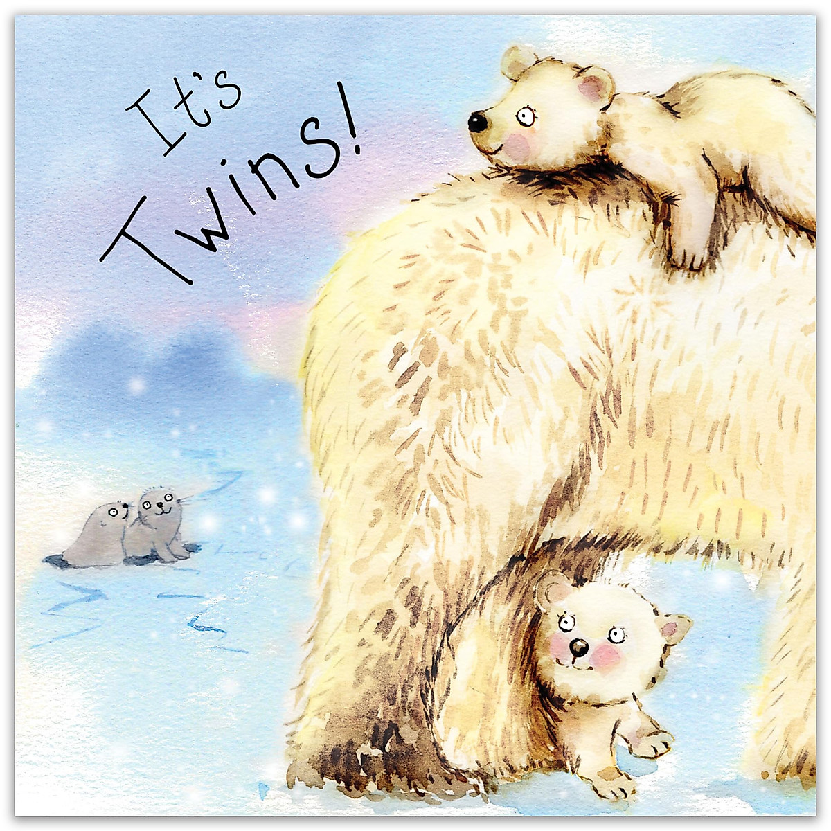 Twizler New Twins Card Twin Polar Bears - New Baby Twins Card - Card New Twins - Congratulations Baby Twins Card – New Baby Card Twins – New Twins Gift - Newborn Twins Card -Twins Baby Gifts