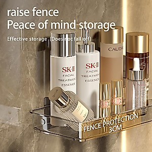 zeochyni Adhesive Shower Caddy Shelf, 2 Tier Floating Shelves for Bathroom Organizer & Wall Storage Home Decor, No Drilling Hang Walls Adhesive Shelf or Bathroom Counter Organizer (Clear)