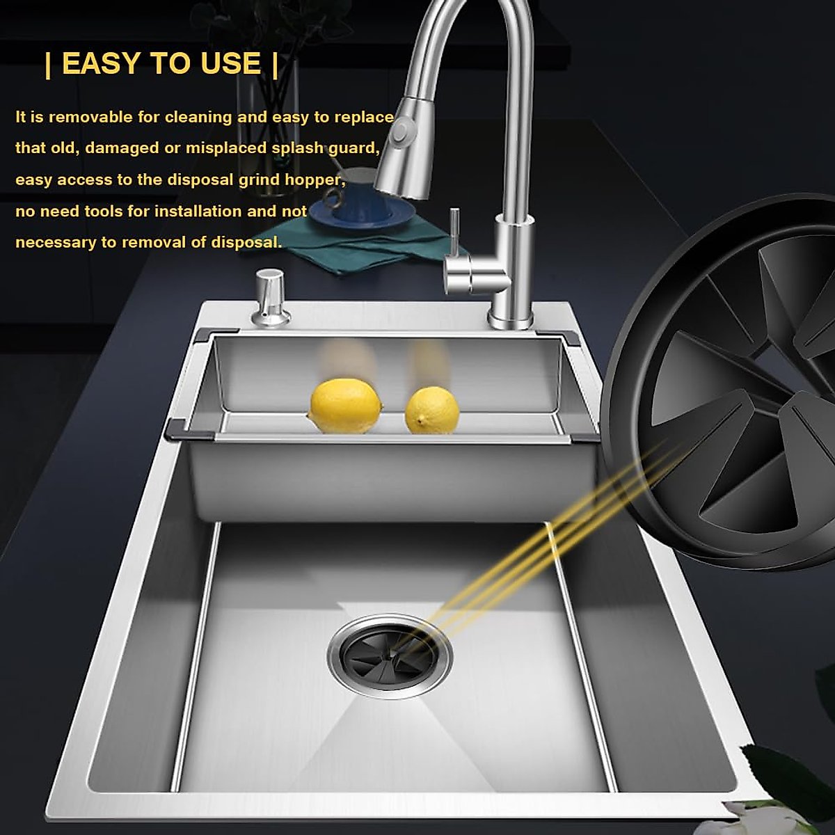 Sink Baffle QCB-AM Replacement for InSinkErator Evolution Series, Garbage Disposal Splash Guards Removable Quiet Collar Drain Plugs, Garbage Disposer Accessories