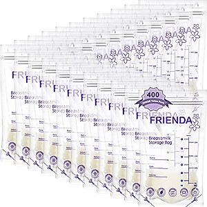 400 Count Breastmilk Storage Bags 7 oz Leak Proof Double Zipper Seal Breast Milk Storing Bags Self Standing Breast Milk Storage Bags for Breastfeeding Refrigerator or Freezer
