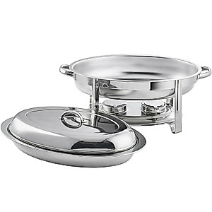 6 Qt. Oval 23 Size Stainless Steel Chrome Accent Chafer Chafing Dish Food warmer buffet set servers and warmers for parties dishes warmers, Silver, (4630246)