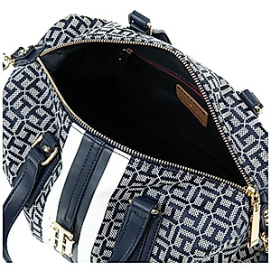 Tommy Hilfiger Womens Jaden Satchel Crossbody HANDBAG, Light Stone/Navy