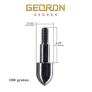 100 Grains Target Points Archery Field Points Arrow Tips Screw in Bullet and Combo Points for Crossbow Recurve Bow Compound Bow Hunting Shooting 100 PCS (11/32”-100 Grains Point-100 PK)