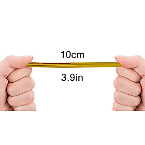 HOPEMT (200 pcs)100 pcs Gold Stripes Translucent Plastic Bags/Cellophane Bags with 100 pcs Gold Twist Ties for Cookie,Cake,Chocolate,Candy,Snack Wrapping Good for Bakery Party