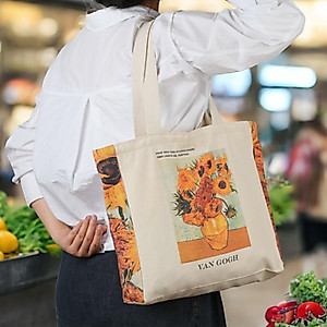 BROADREAM Canvas Tote Bag Aesthetic - Zippered Tote Bag with Interior Pocket by Shoulder Tote Bags for Women Shopping,School