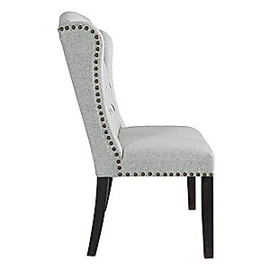 Signature Design by Ashley Jeanette Casual Tufted Back Dining Bench or Sette with Nailhead Trim, Gray