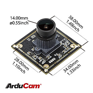 Arducam 1080P Low Light WDR Ultra Wide Angle USB Camera Module for Computer, 2MP CMOS IMX291 160 Degree Fisheye Mini UVC USB2.0 Webcam Board with Microphone, 3.3ft Cable for Windows Linux Mac OS
