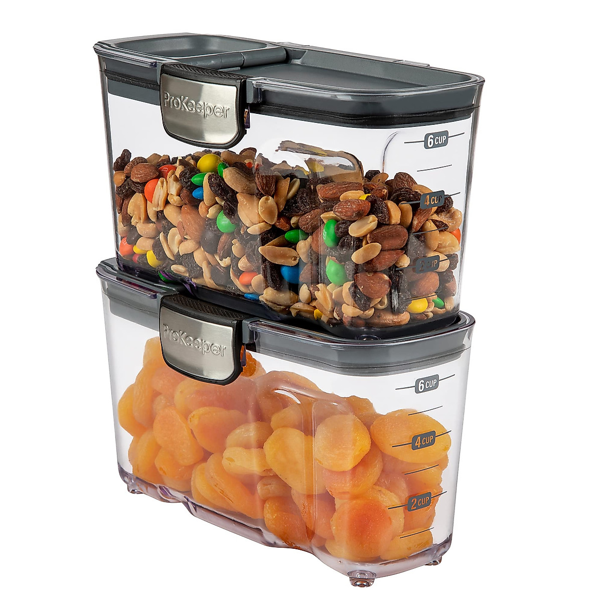 Progressive International ProKeeper+ 4-Piece Clear Plastic Modular Airtight Pantry Cereal Food/Snack Kitchen Storage Organization Container Canister Set