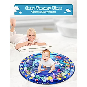 40" Tummy Time Water Mat, Inflatable Water Mat for Babies and Toddlers, Play Activity Center for Newborn Babies, Ideal Baby Toys Promoting Brain Development Sensory Stimulation