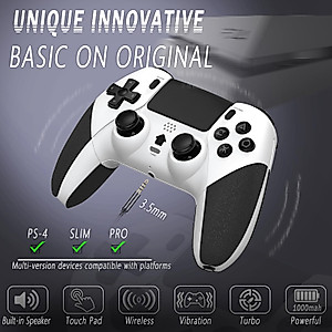 TERIOS Wireless Controller Compatible with PS4/PS4 Pro/PS4 Slim, (No Drift) Control for PS4 with Hall Sensor Joystick-Speakers-6 Axis Motion Sensor-Programming-Auto Turbo Function (Hall Black)