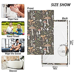 Kigai Mushroom Cotton Hand Towel Set of 2, Highly Absorbent Soft Fingertip Towels for Bathroom Kitchen Hotel Gym Spa, 16 x 28 Inch