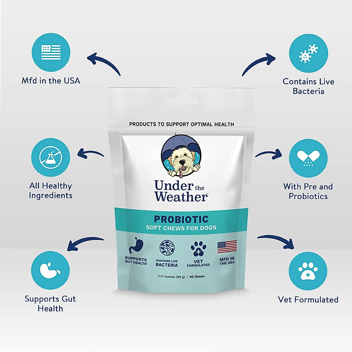 Under the Weather Pet Soft Dog Chew Supplements for Calming and Probiotics | Supports Relaxation and Normal Emotional Balance in Dogs (Probiotics, 60 Count)