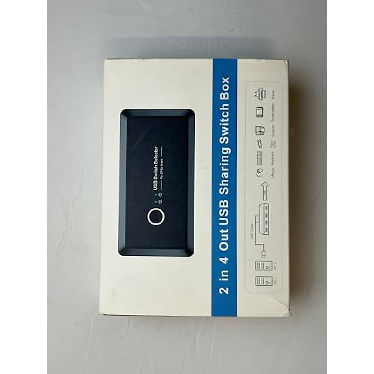 USB 3.0 Switch Selector, USB KVM Switch for 2 Computers Sharing 4 USB Peripheral Device, Mouse Keyboard Printer, Included 2 USB Cables