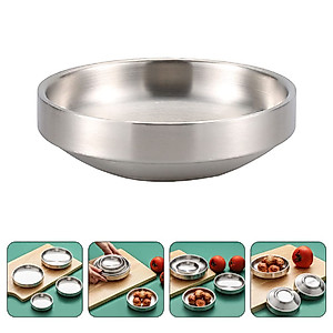 Hemoton Asian Snacks Soup Cereal Bowls Stainless Steel Double- wall Vacuum Insulated Bowl Korean Seasoning Plate Kimchi Dish Cold Dishes Container Appetizer Plates Size S Snack Container