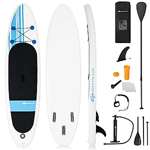 Goplus Inflatable 10' StandUp Paddle Board Package w/ Leash Fin Adjustable Paddle Pump Kit Carry Backpack, 6" Thick