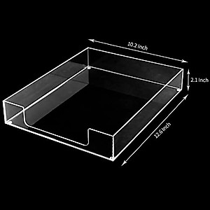 2 Pack Paper Tray Acrylic Desk Organizer Letter Trays Desk Tray Document Tray File Holder Tray Plastic Inbox Tray for Acrylic Desk Accessories-Magazines-Notebooks-Folders-Stationery,Clear Supports