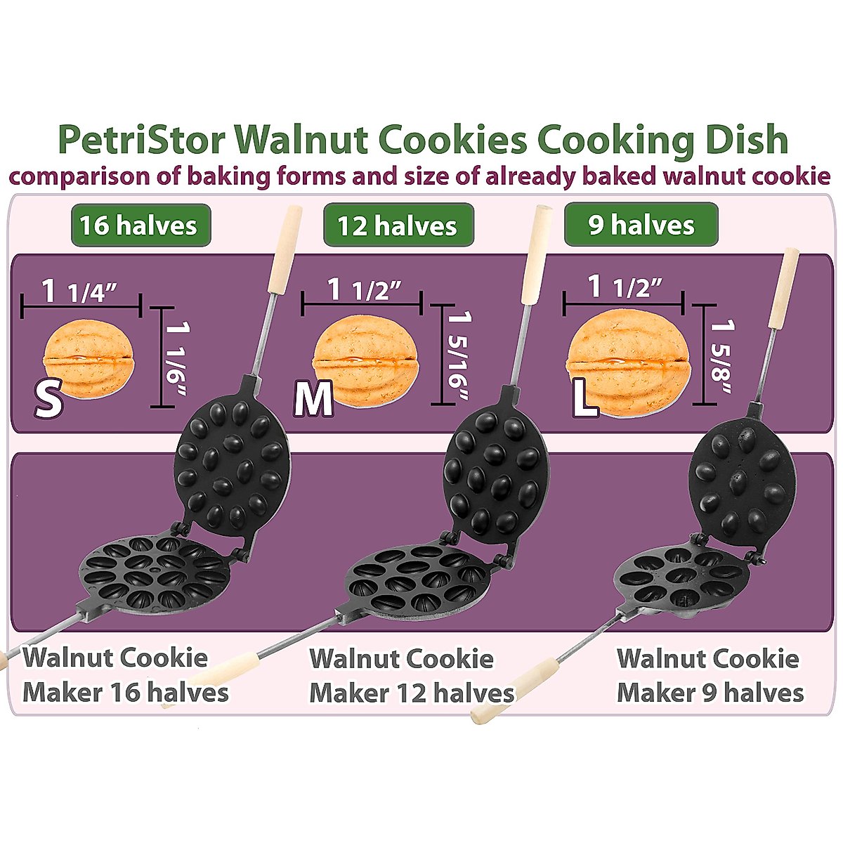 Walnut Cookie Mold Maker 12 non-stick - Oreshki Mold Maker - Walnut Cookie Molds - Орешница Russian - Oreshki Maker - Walnut Cookie Maker Oreshek - Nutty Maker - Oreshnitsa Nut Cookies Maker