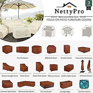 NettyPro Stackable Chair Covers Waterproof Outdoor Stack Chairs Cover Patio Furniture Stacking Chair Covers, Fits for 4-6 Stackable Dining High Back Chairs, 26 W x 35 D x 45 H inch, Brown