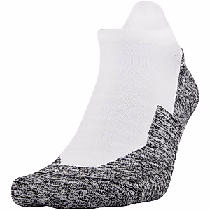 Under Armour Unisex-Adult Run Cushion No Show Tab Socks, Multipairs , White/Pitch Gray (1-Pair) , Large