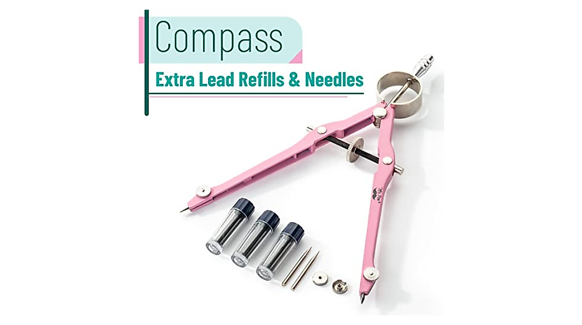 Mr. Pen Geometry Compass - Pink, Precision & Extra Leads