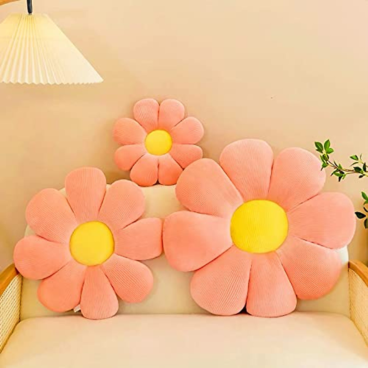 IBUYPADS Flower Pillow Flower Floor Pillow Cute Pillows Aesthetic Daisy Pillow Flower Floor Pillow Seating Cushion Flower Pillow Indie Flower Shaped Pillow (Green-S)